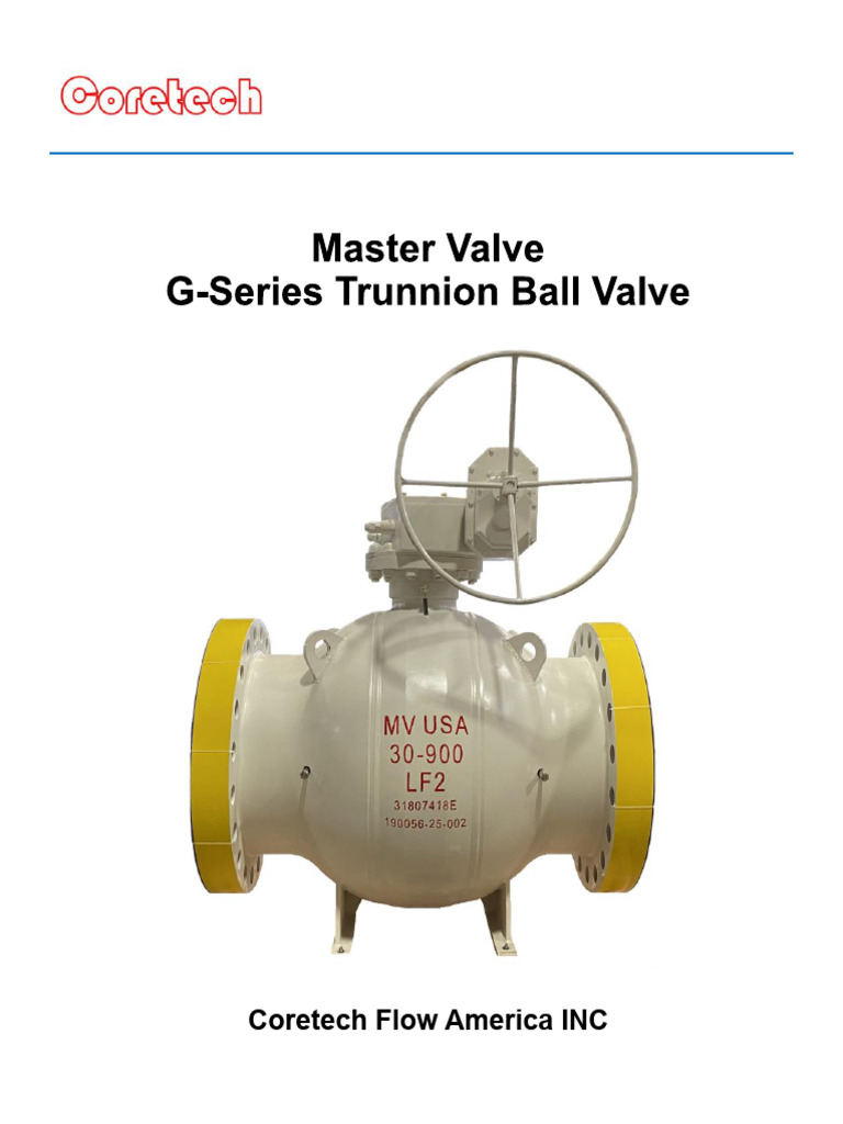 Master Valve G-Series Trunnion Ball Valve - V23 | PDF | Valve ...