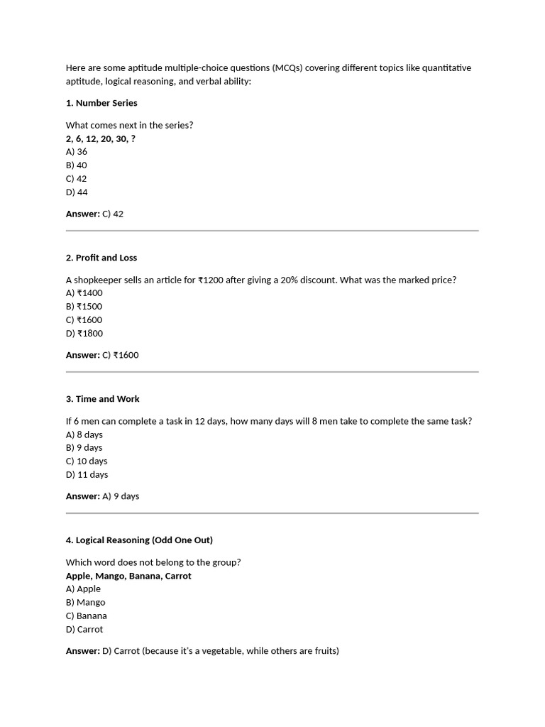 Here Are Some Aptitude Multiple | PDF