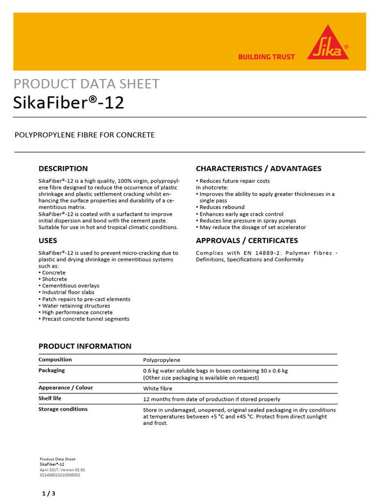 sikafiber_-12 | PDF | Concrete | Cement
