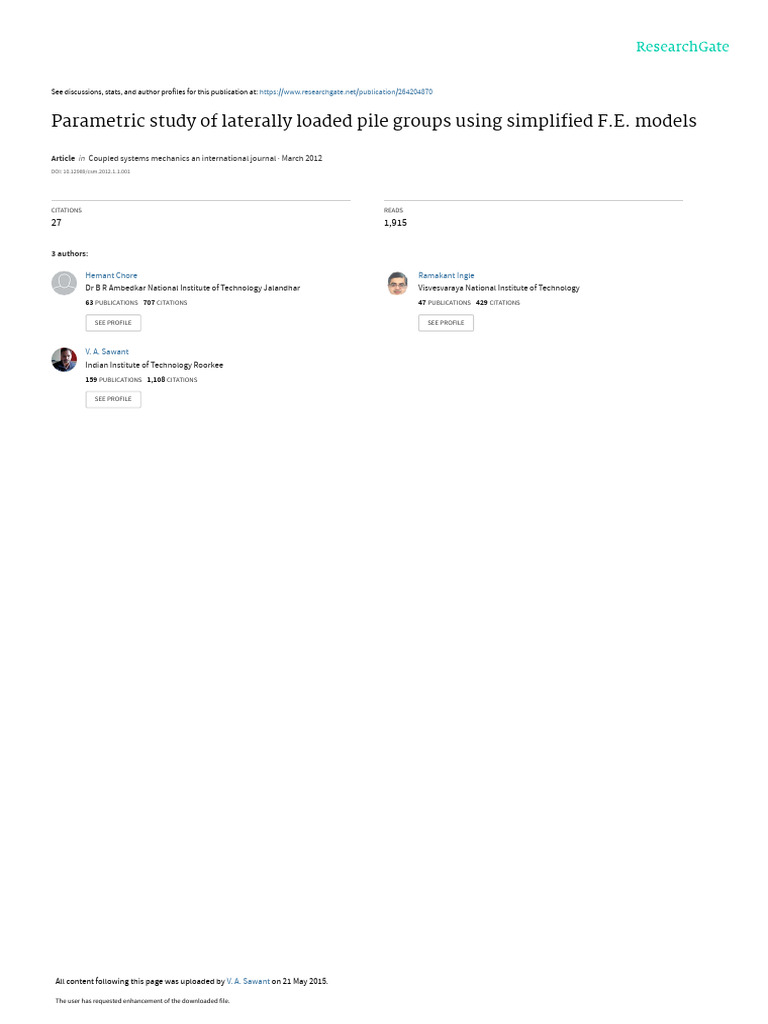 Parametric_study_of_laterally_loaded_pile_groups_u | PDF | Deep Foundation | Bending