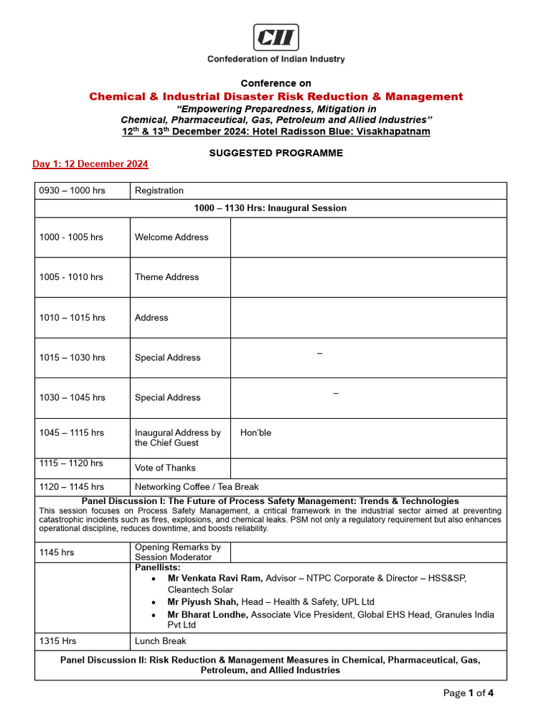 CII Chem & Indl Safety Prog - 19 Nov (1) | PDF | Safety