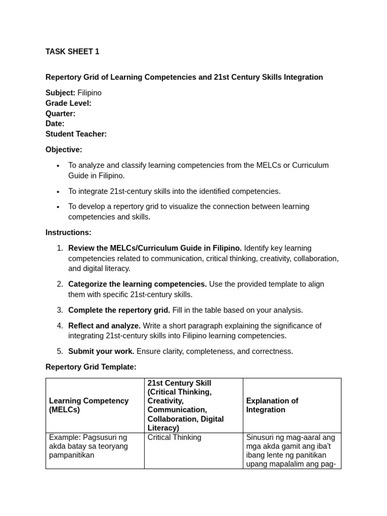 TASK-SHEET-1-WEEK-1-2 | PDF | Critical Thinking | Procedural Knowledge