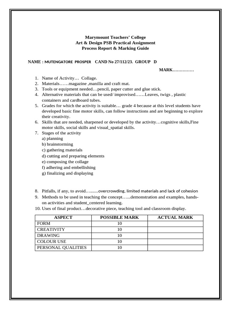 ART PSB Process Report Proper | PDF
