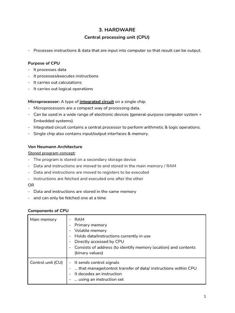 3. Hardware (1) | PDF | Computer Data Storage | Central Processing Unit