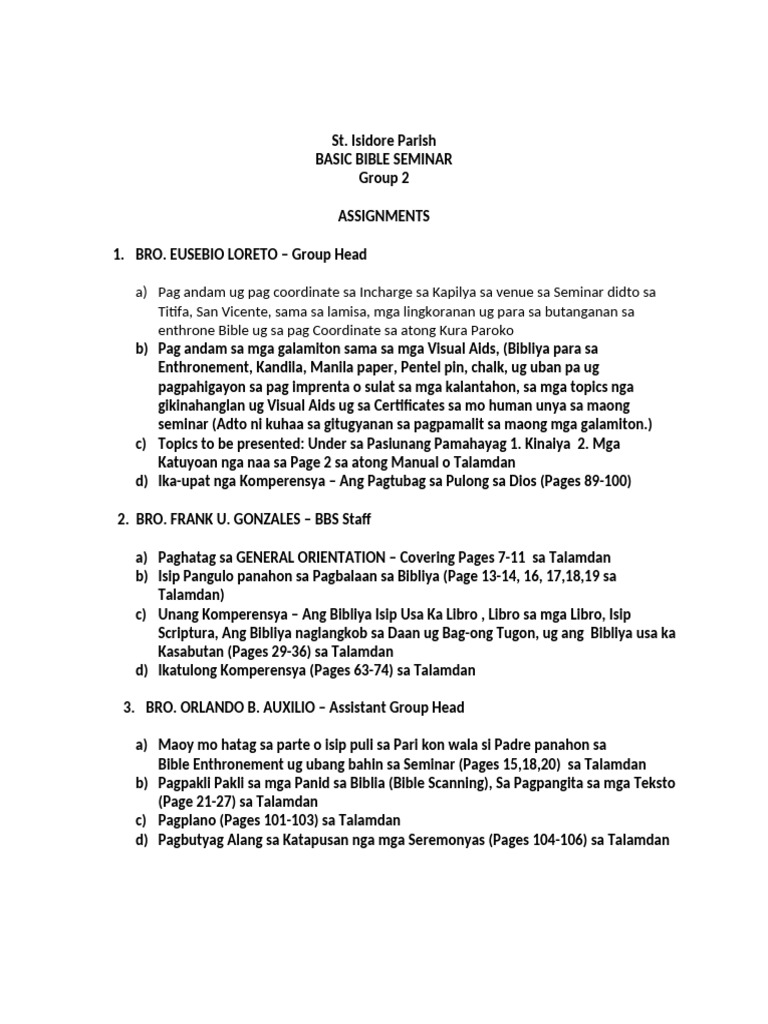 Basic Bible Seminar | PDF