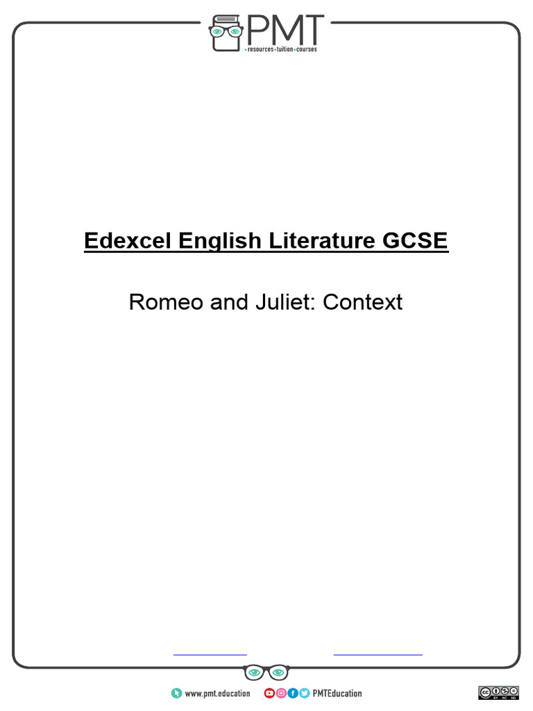 Context - Romeo and Juliet - Edexcel English Literature GCSE | PDF ...