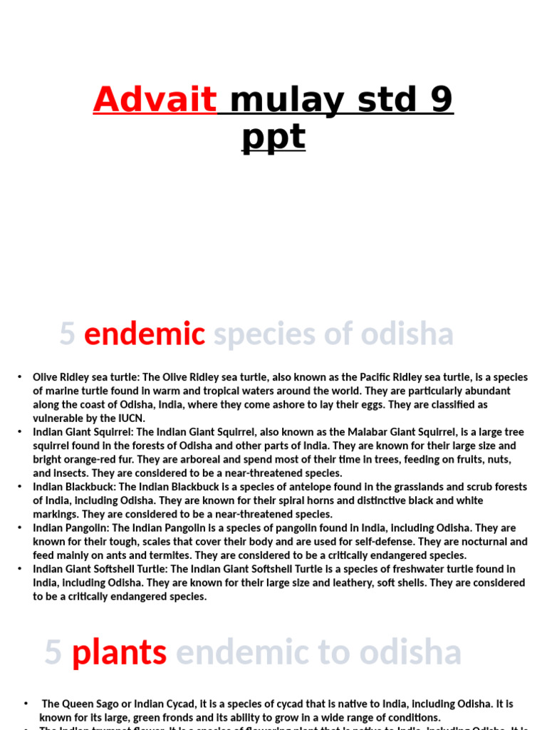 Advait Mulay STD 9 PPT Science | PDF | Flowers | Biodiversity