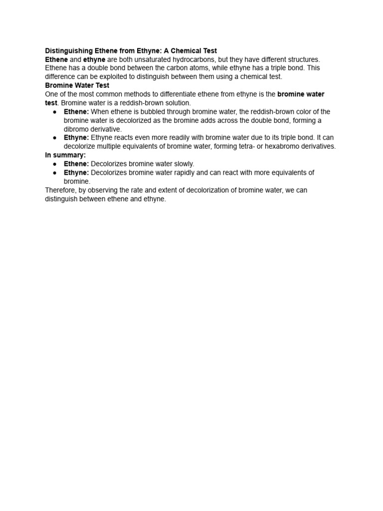 Distinguishing Ethene from Ethyne | PDF