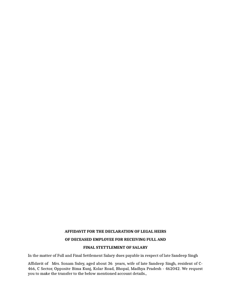 Affidavit for Legal Heir Declaration | PDF