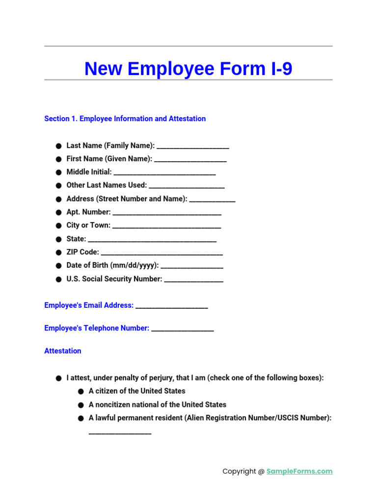 New Employee Form I-9 | PDF