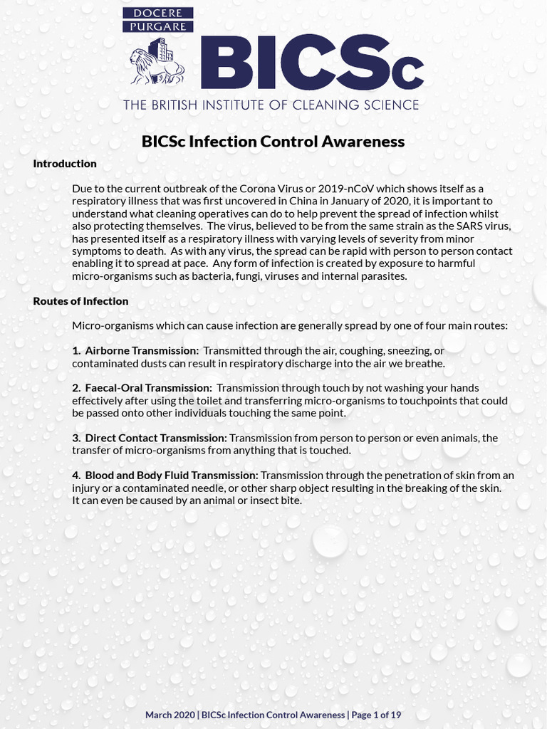 Infection Control Guidelines for Cleaners | PDF | Hand Washing | Hygiene