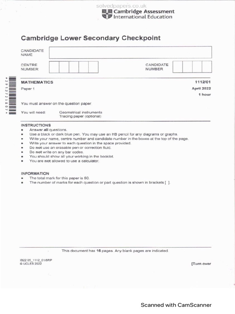 Checkpoint Maths Solved 2018-2022 | PDF