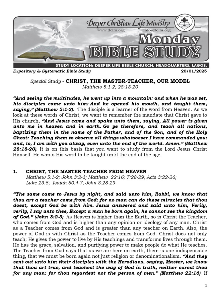 Christ The Master-Teacher Our Model-Mbs20250120 | PDF | Jesus | God The ...