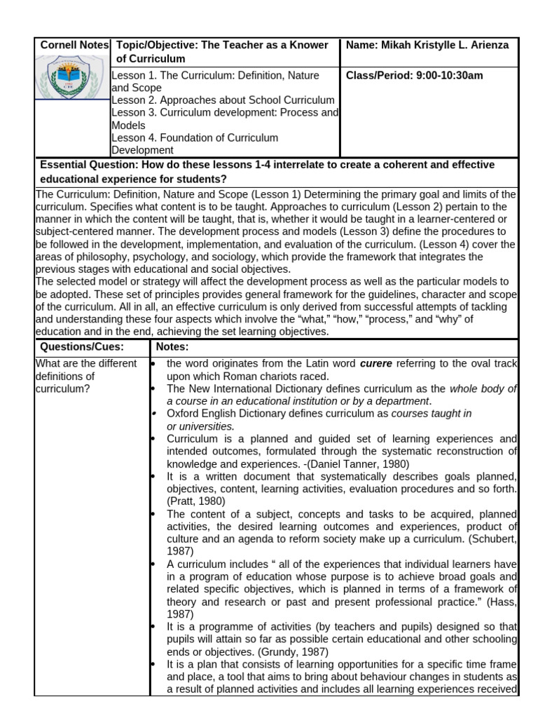 EDUC 9 Module 2 THE TEACHER AS A KNOWER OF CURRICULUM | PDF ...
