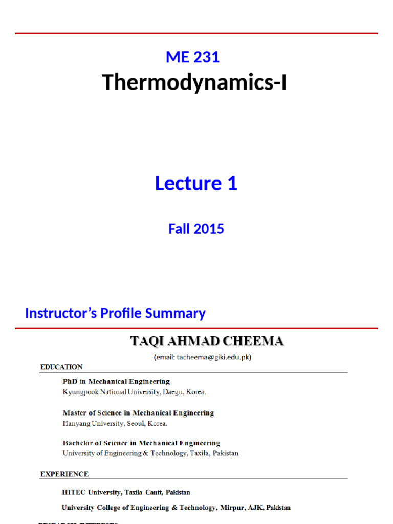 Thermodynamics Lecture 1 | PDF | Entropy | Thermodynamics