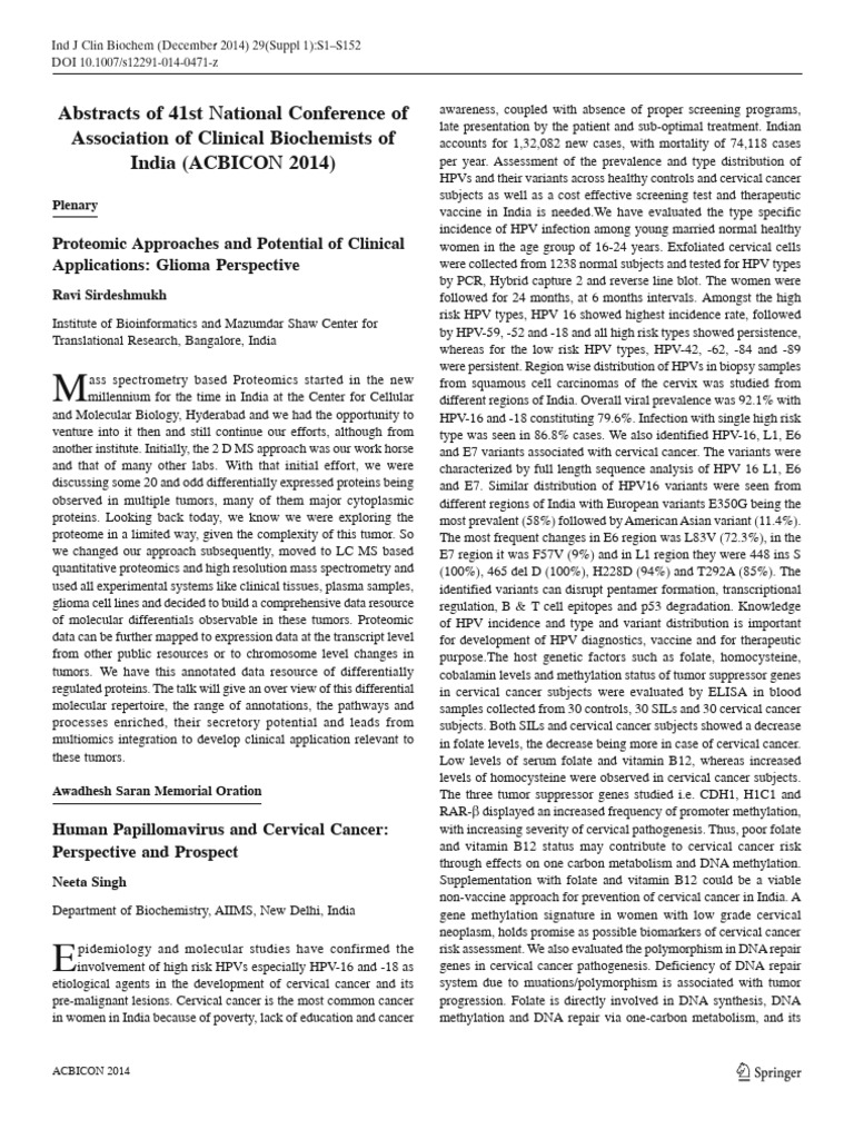 Abstracts of 41st National Conference of Association of Clinical ...