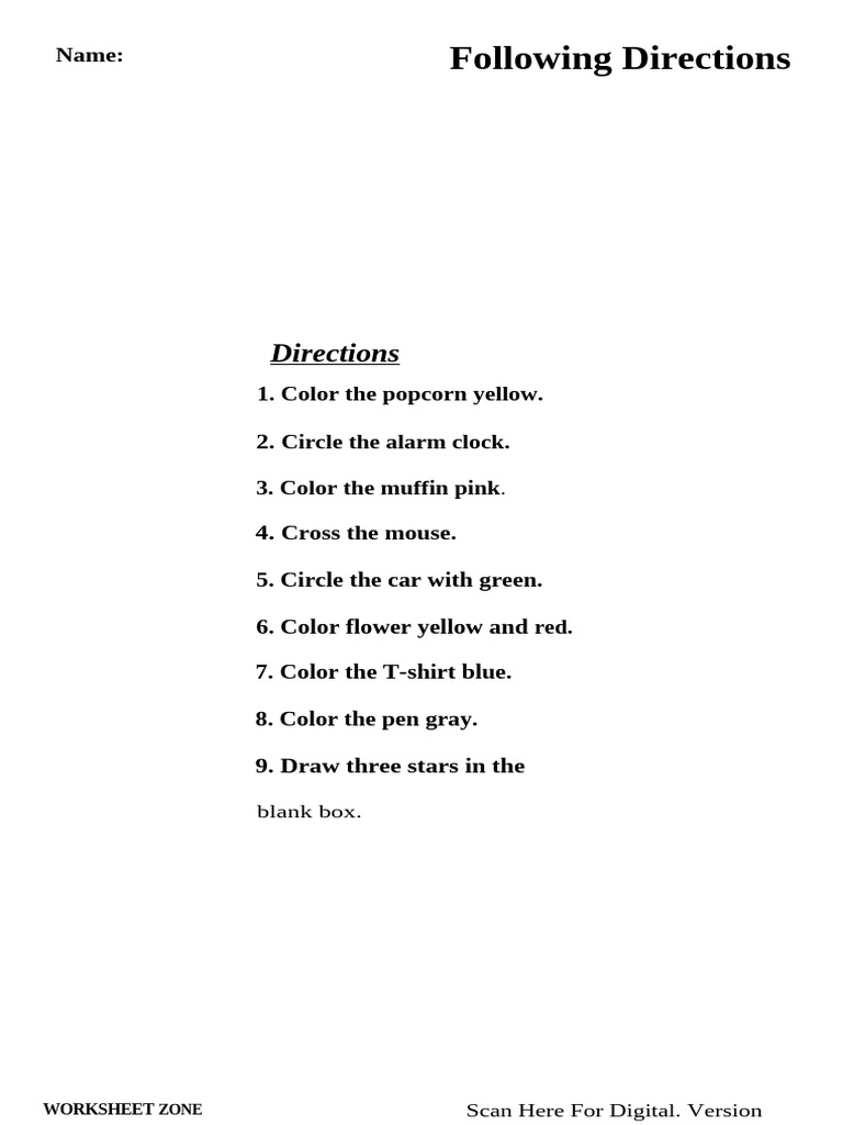 Following Directions Drawing Activity | PDF