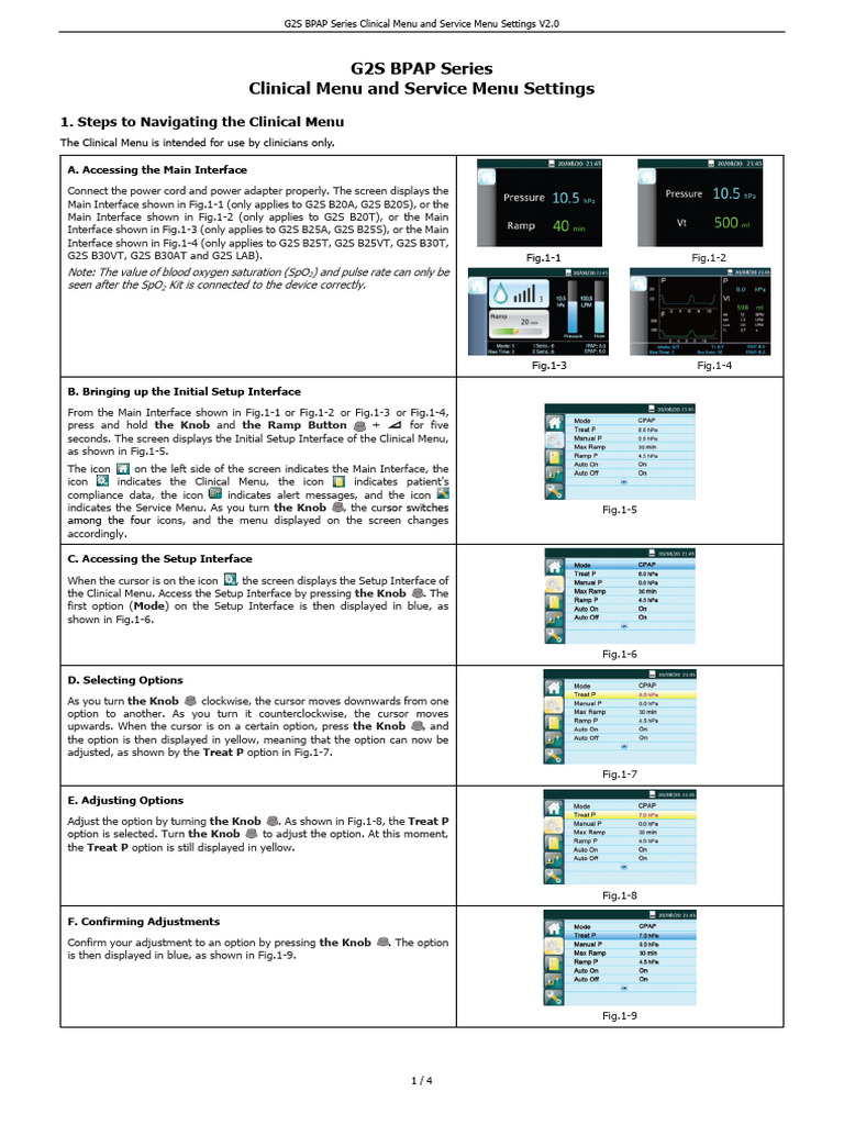 Clinical BPAP G2S BMC ENG V2.0 | PDF | Menu (Computing) | Icon (Computing)