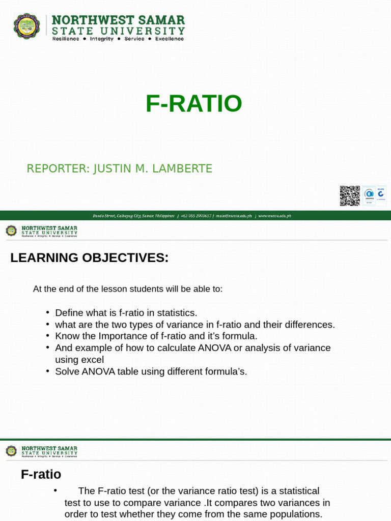 Understanding F-Ratio in ANOVA | PDF