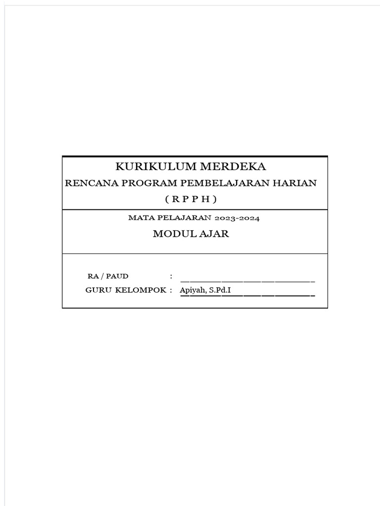 Modul Ajar 2023-2024 Apiyah | PDF