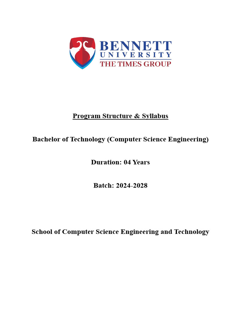 Draft Syllabus Booklet - BTech CSE 2024-28 | PDF | Security | Computer ...