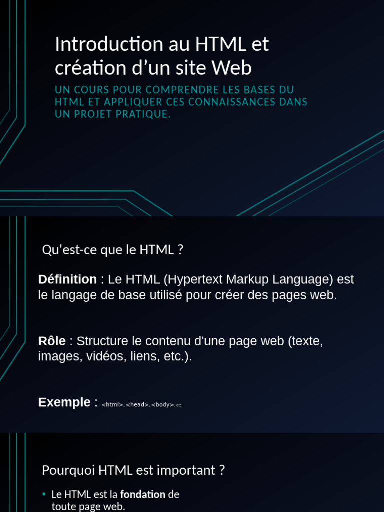 Introduction Au HTML Et Création D'un Site Web | PDF