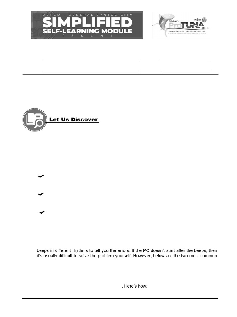 Quarter 4 Week 4 SSLM TVL CSS 11 | PDF | Computing | Computer Hardware