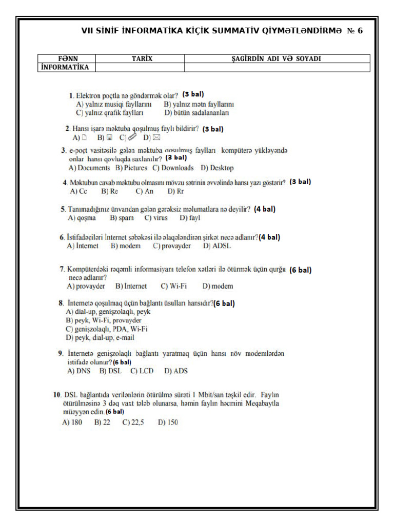 İnformatika - VII Sinif. KSQ-6 | PDF