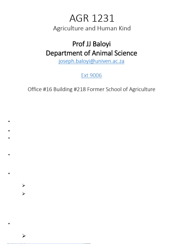 Introduction to Animal Production section of_(AGR1231 1631) 2024 ...