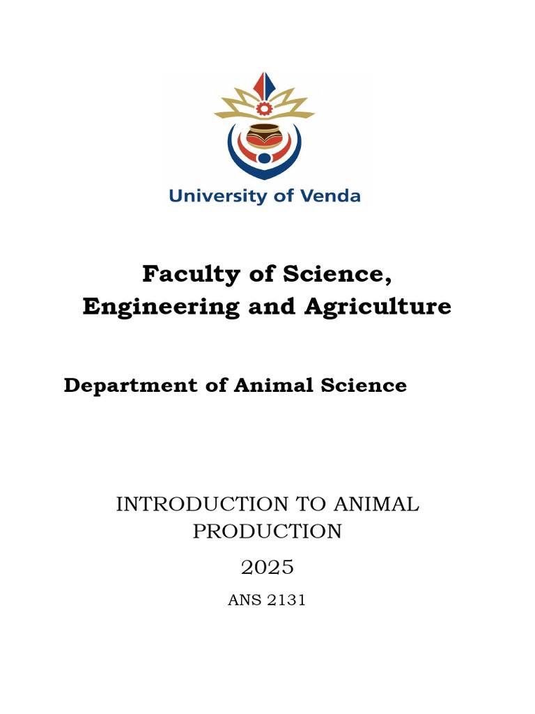 Introduction To Animal Production Course Information - Revised ...