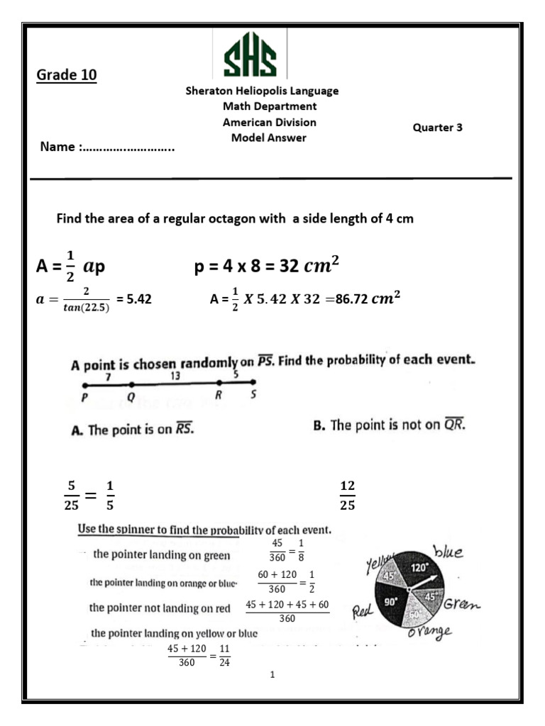 Model Answer G10 Q3 Math | PDF | Geometric Shapes | Euclidean Geometry