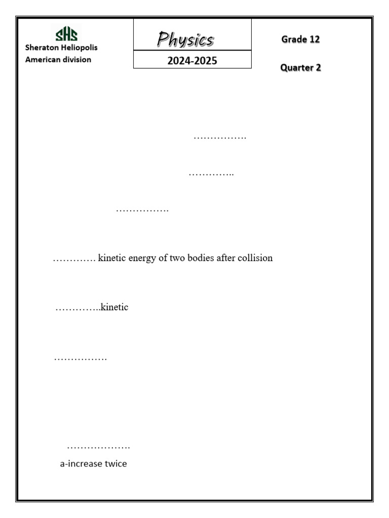 G12 Final Revision Physics Q2-G12 2 | PDF | Momentum | Gravity