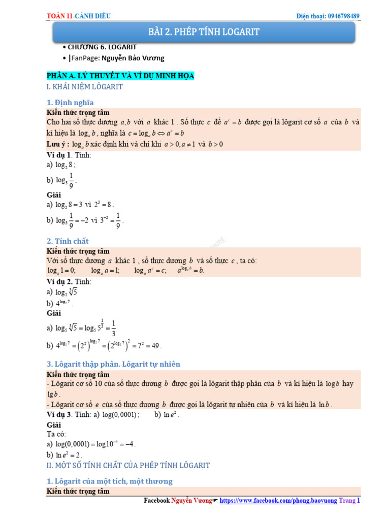 Bai-2 - Phep Tinh Logarit - CH - TL | PDF