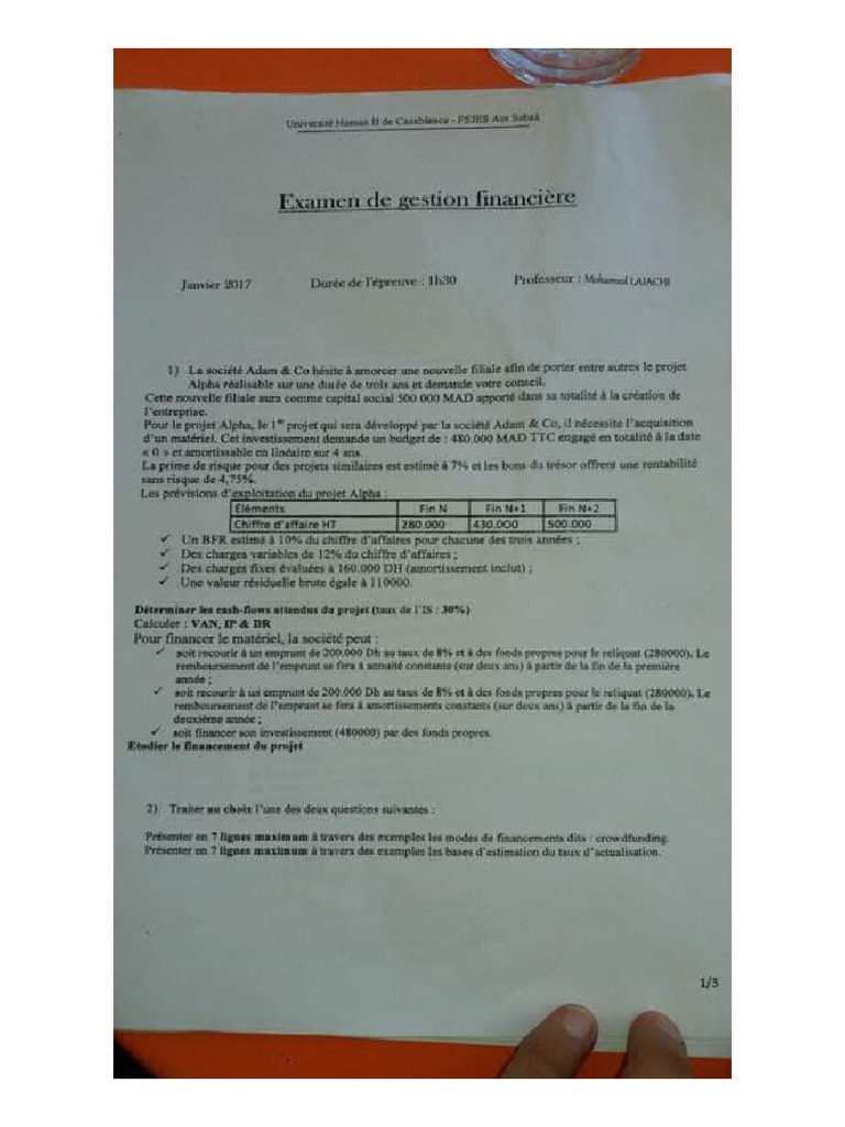Gestion Fin 2017 Exam-Corrigé | PDF