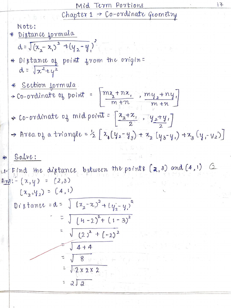 9 STD Maths Notes - Coordinate Geometry Part - 1 | PDF