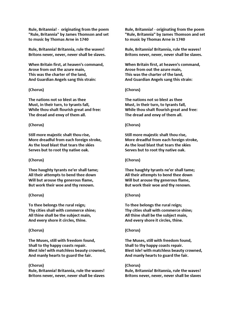 Rule Britannia - poem | PDF