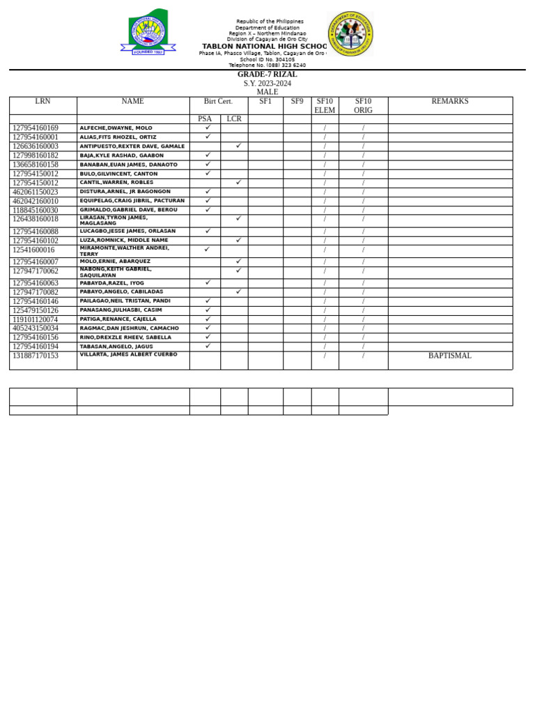 Students-Monitoring-Of-Forms 137 | PDF