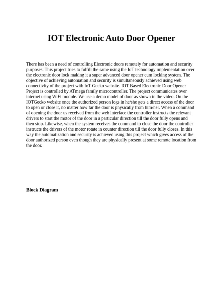 IoT Smart Door Opener for Security | PDF