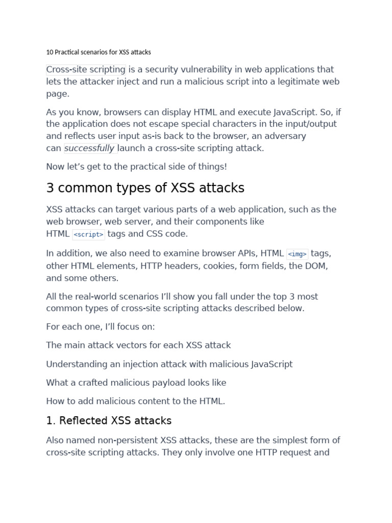 10 Practical Scenarios For XSS Attacks | PDF | Http Cookie | World Wide Web
