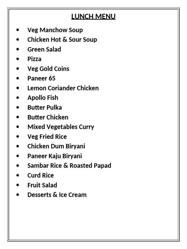 Food Menu | PDF