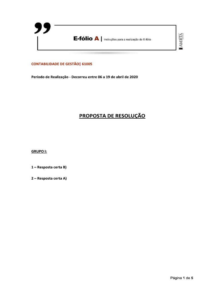 Criterio Correccao Efolio A - 2020 | PDF