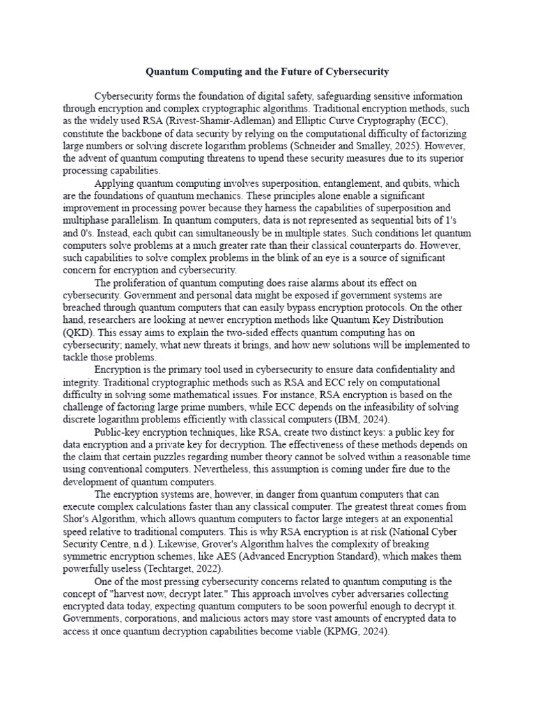 Quantum Threats to Cybersecurity | PDF | Quantum Computing | Encryption