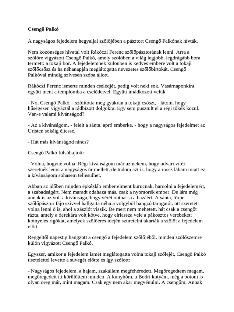 Csengő Palkó Szovegertes | PDF