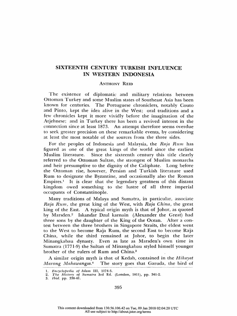 Turkish Influence in 16th Century Indonesia | PDF | Ottoman Empire | Turkey