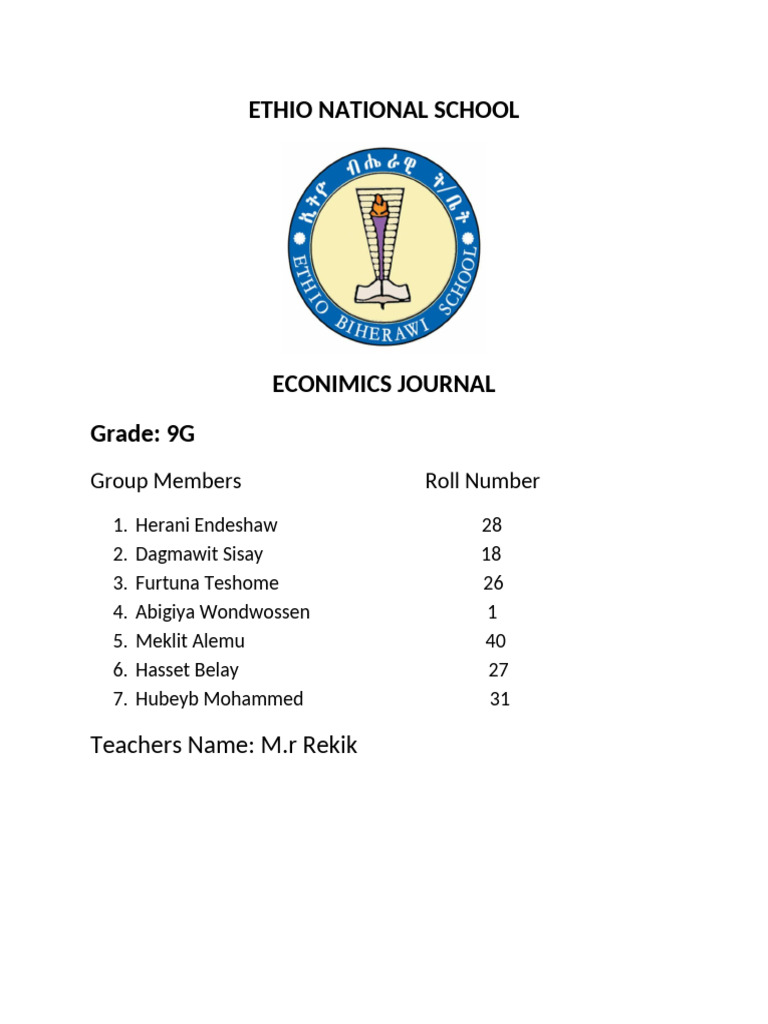 Grade 9 Economics Journal | PDF