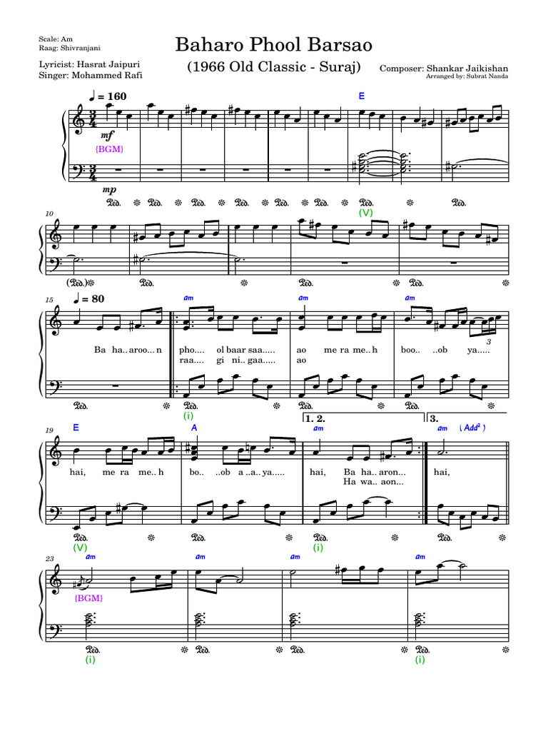 Baharo Phool Barsao Shankar Jaikishan | PDF