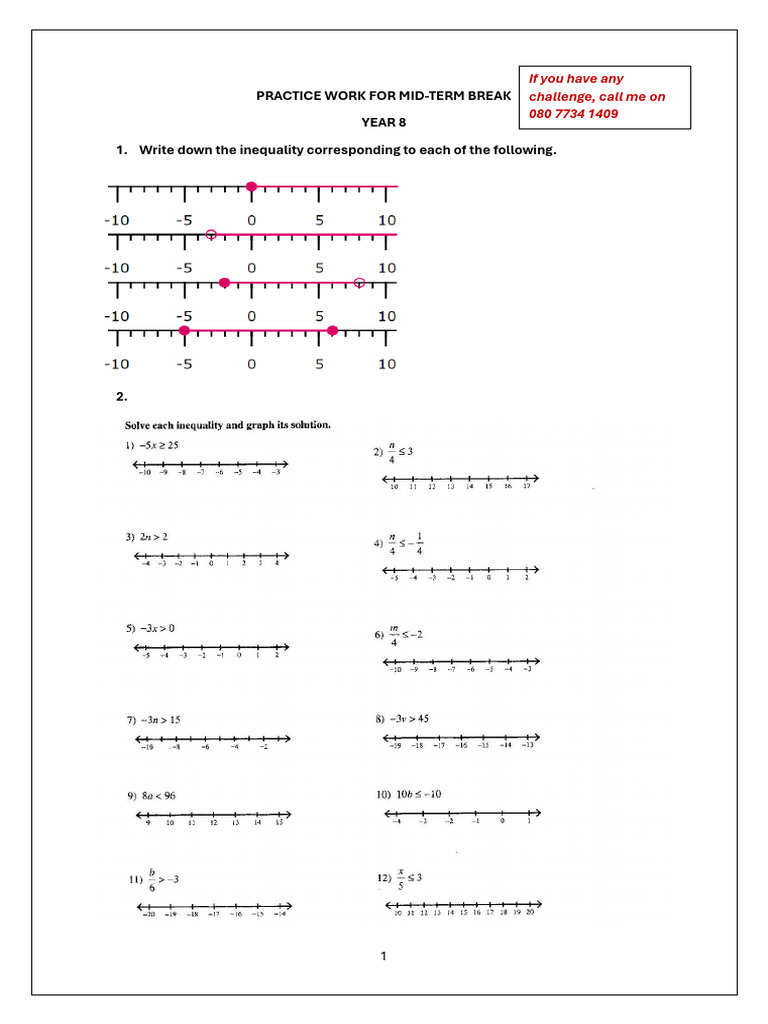 Year 8 Mid-Term Math Practice Worksheet | PDF | Circle | Perpendicular