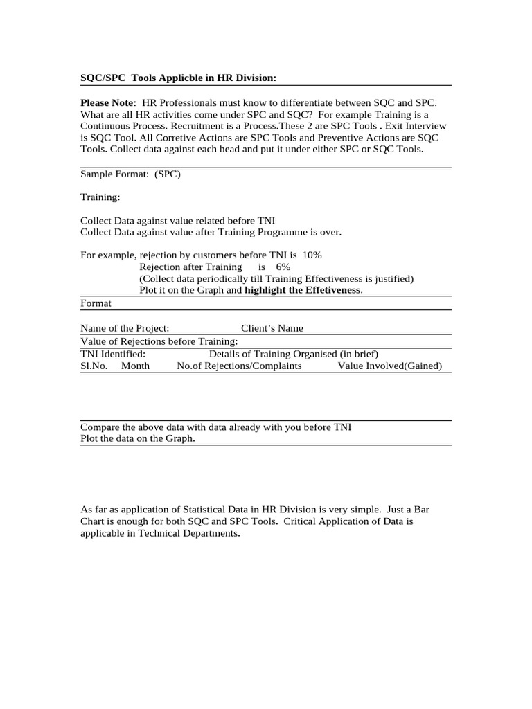 SQC and SPC Tools for HR Professionals | PDF