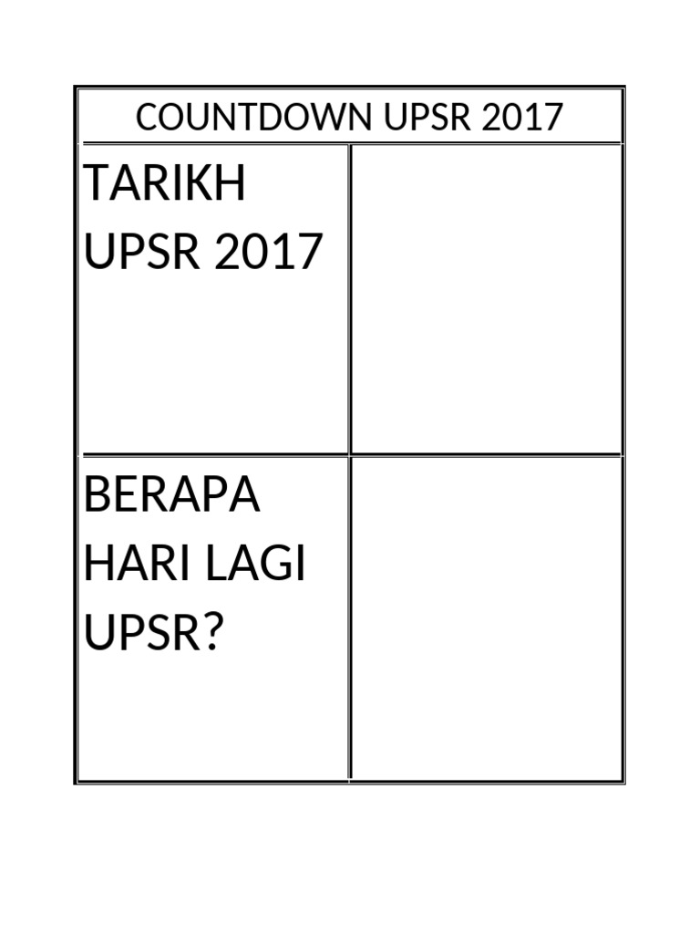 Countdown Upsr 2017 | PDF