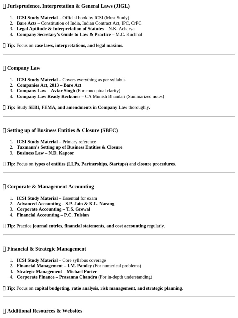 ICSI Study Materials for CS Executive | PDF
